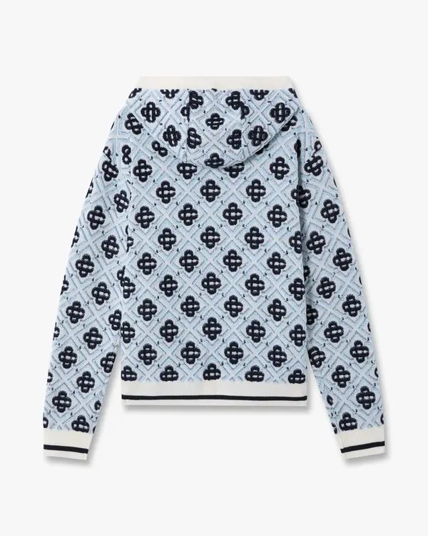 Casablanca Merino Monogram Zip-up Hooded Sweatshirt