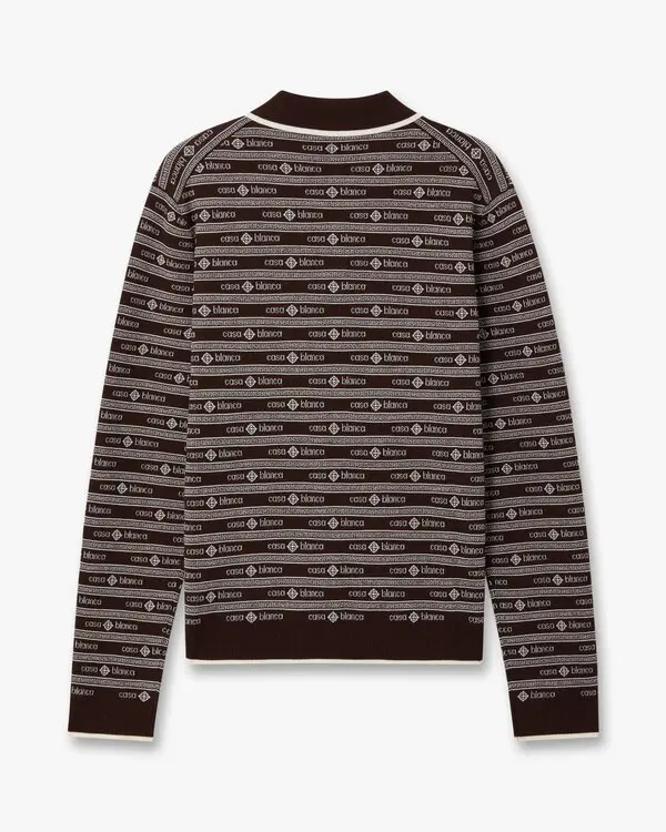Casablanca Knit Logo Long Sleeve Polo Shirt