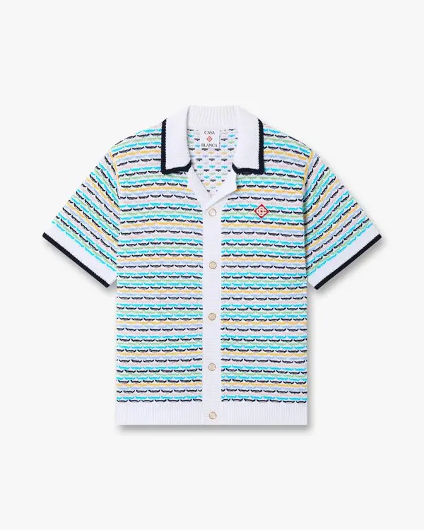 Casablanca Multicolour Crochet Tuck Stitch Short Sleeve Shirt - Multicolor