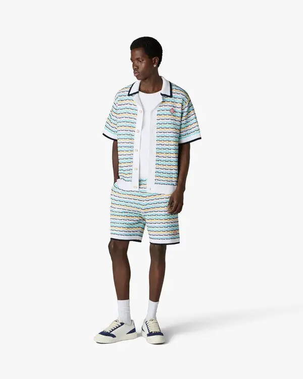 Casablanca Multicolour Crochet Tuck Stitch Short Sleeve Shirt - Multicolor