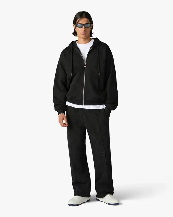 Casablanca Applique Monogram Zip-up Hooded Sweatshirt