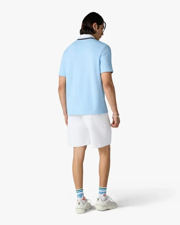 Casablanca Pale Pique Quarter Zip Short Sleeve Polo Shirt - Blue