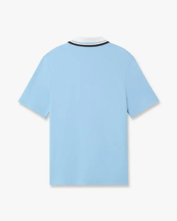 Casablanca Pale Pique Quarter Zip Short Sleeve Polo Shirt - Blue