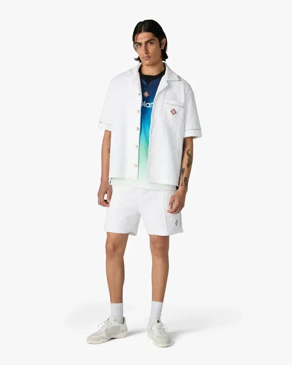 Casablanca White Towelling Monogram Short Sleeve Shirt