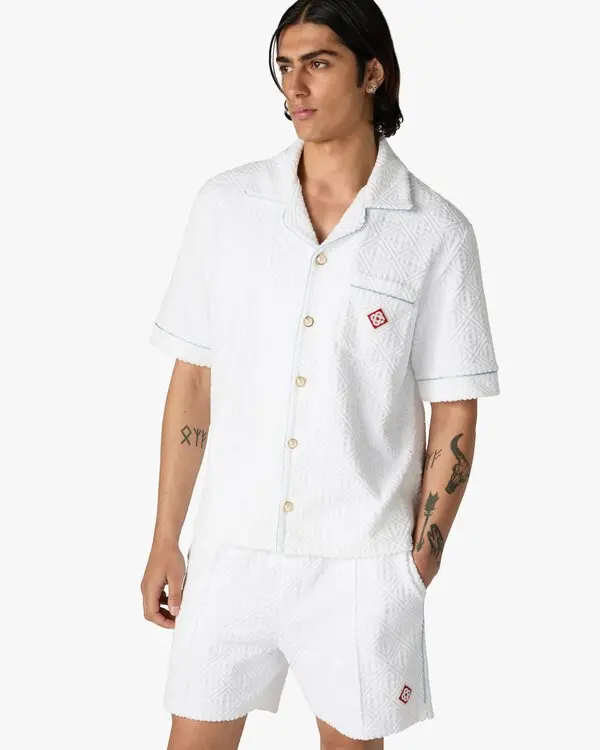 Casablanca White Towelling Monogram Short Sleeve Shirt