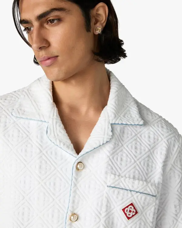 Casablanca White Towelling Monogram Short Sleeve Shirt