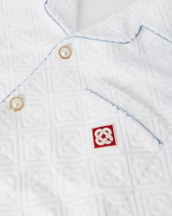 Casablanca White Towelling Monogram Short Sleeve Shirt