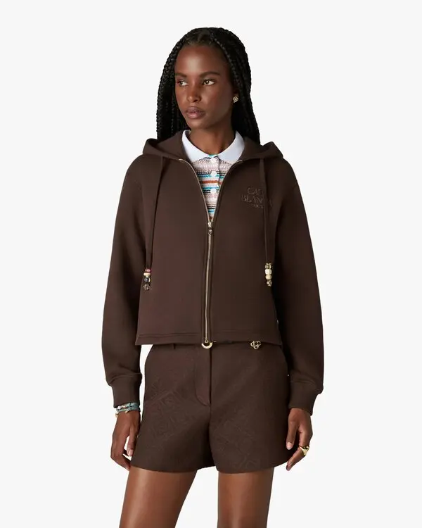 Casablanca Cropped Zip-up Hooded Sweatshirt