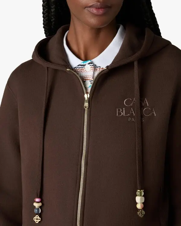 Casablanca Cropped Zip-up Hooded Sweatshirt