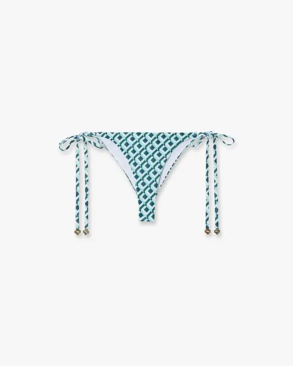 Casablanca Cubist Cc Monogram String Beaded Bikini Bottom - Green