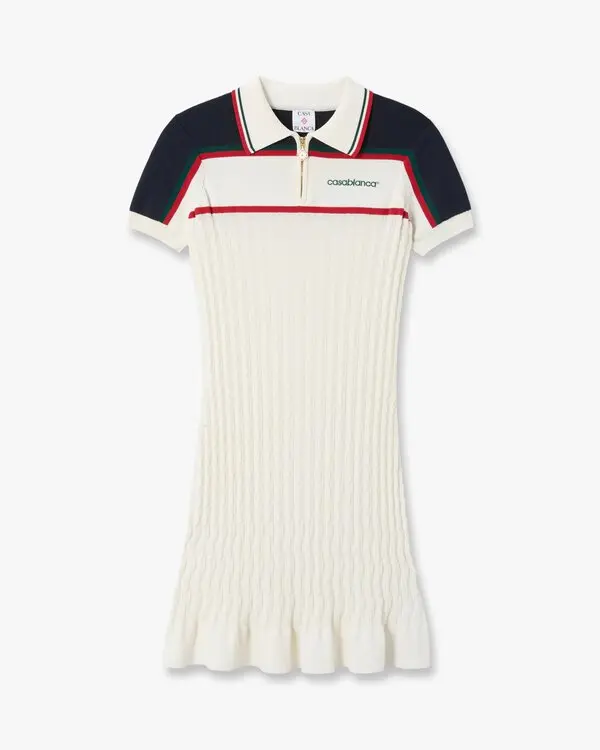 Casablanca Cream & Navy Knit Tennis Polo Mini Dress - Multicolor