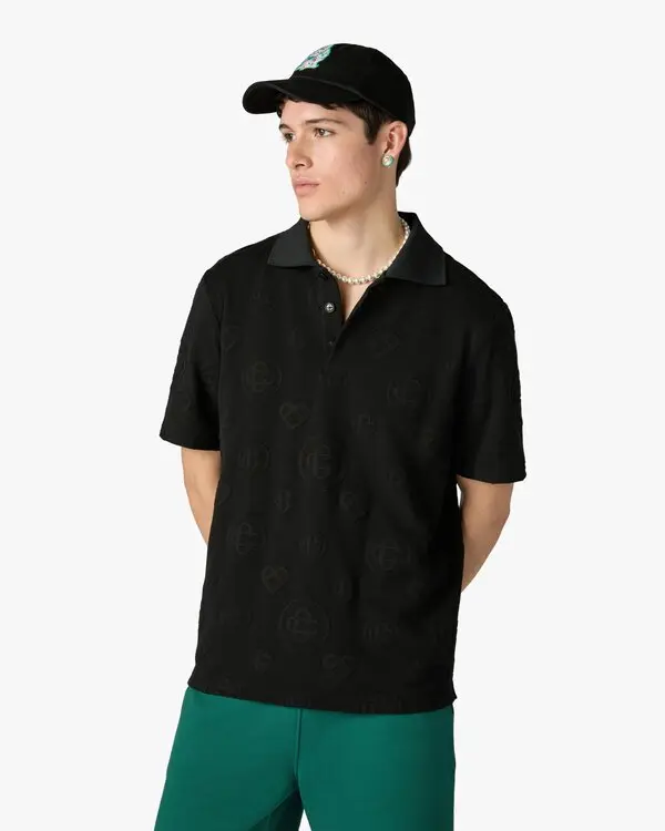 Casablanca Applique Monogram Short Sleeve Polo Shirt