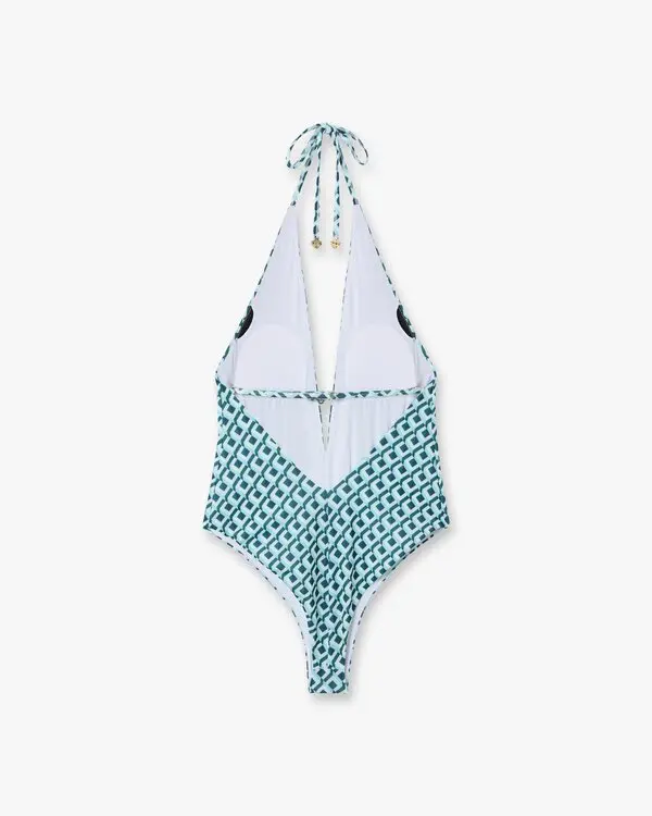 Casablanca Cubist Cc Monogram Plunge Swimsuit