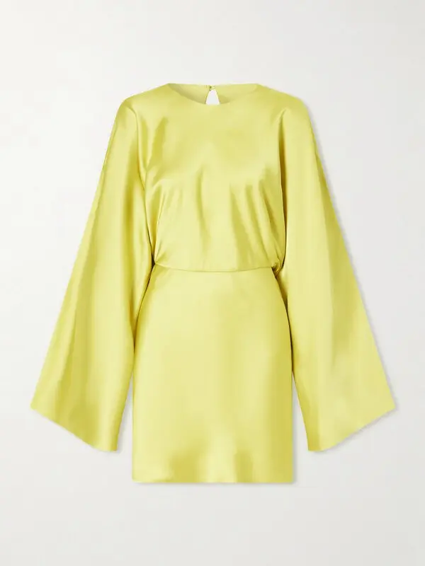 Norma Kamali Obie Satin Mini Dress - Yellow