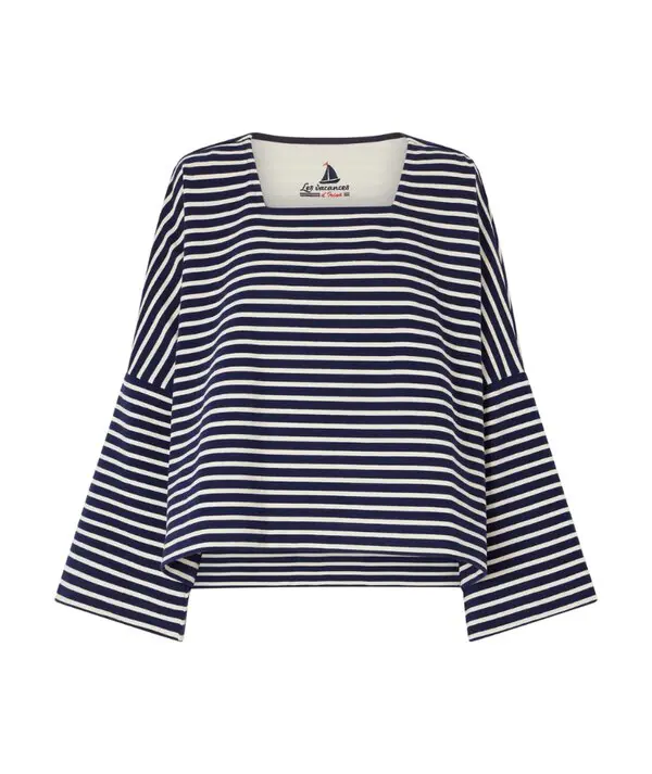 LES VACANCES D'IRINA Les Vacances D’irina Mariniere Striped Cotton-jersey Shirt - Blue