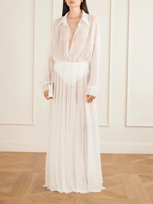 Norma Kamali Tulle Maxi Skirt - White