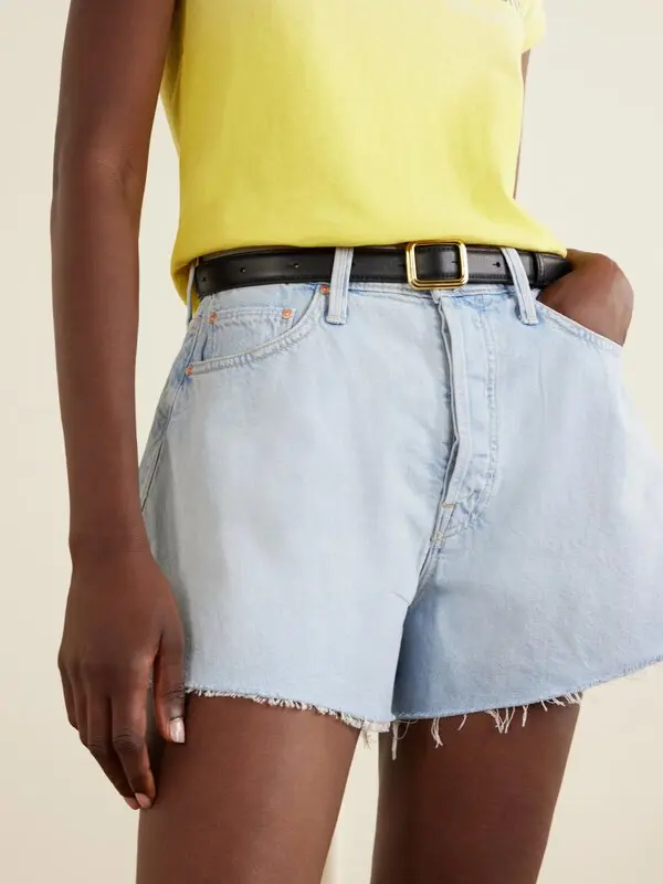 MOTHER Flutter Faded Denim Shorts