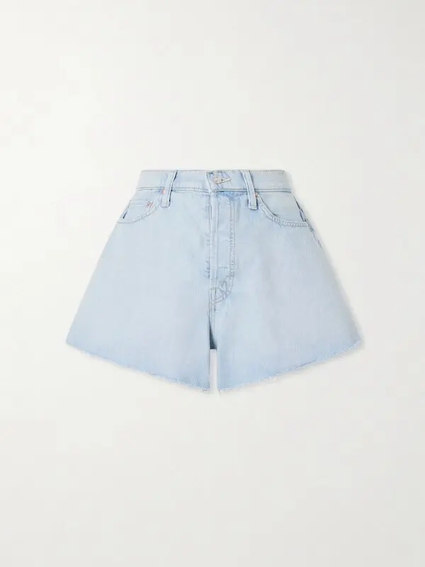 MOTHER Flutter Faded Denim Shorts - Blue