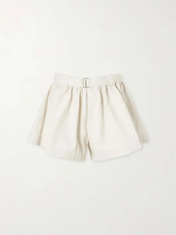 Sea Angelina Belted Pleated Woven Shorts - Cream