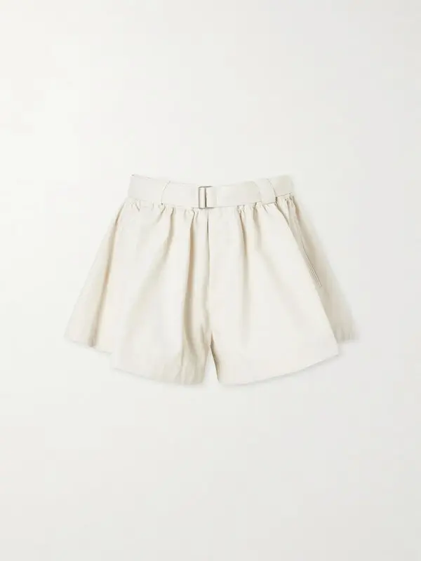 Sea Angelina Belted Pleated Woven Shorts - Neutrals
