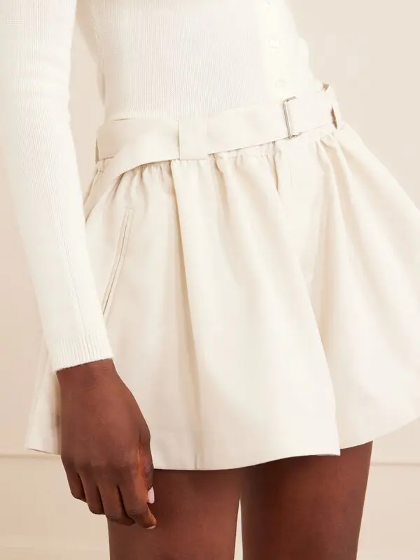 Sea Angelina Belted Pleated Woven Shorts - Neutrals