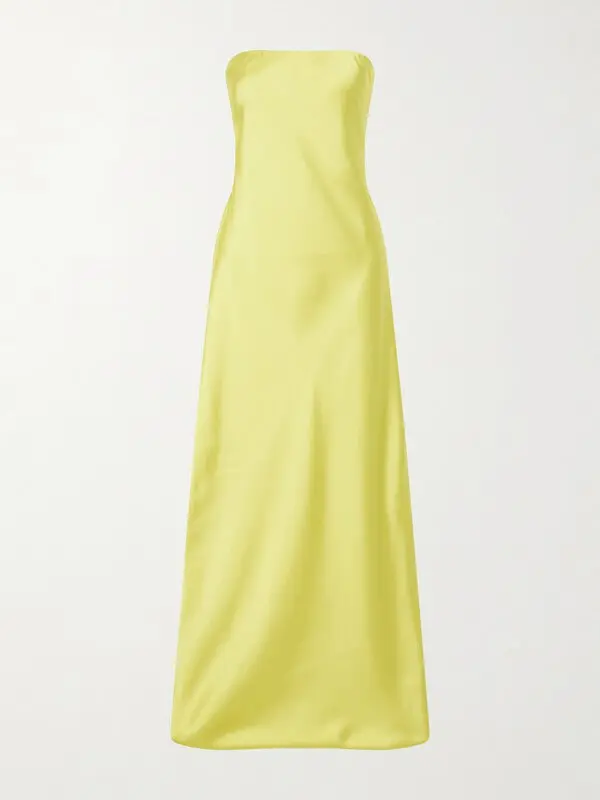 Norma Kamali Bias Strapless Satin Gown - Yellow