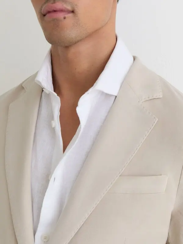 REISS Jason Garment-dyed Piqué Single-breasted Suit Blazer Tailored-fit - Stone
