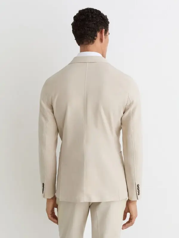 REISS Jason Garment-dyed Piqué Single-breasted Suit Blazer Tailored-fit - Stone