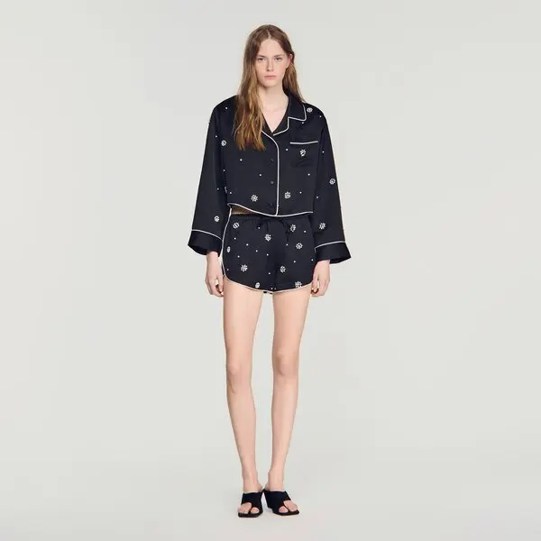 Sandro Beaded And Rhinestone Shorts