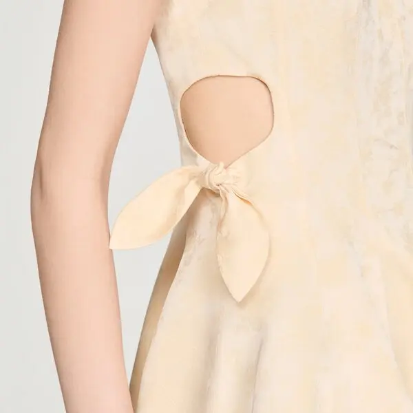 Sandro Floral Jacquard Mini Dress With Openwork Waist