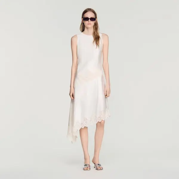 Sandro Asymmetric Satin-effect Dress