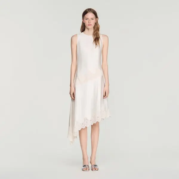 Sandro Asymmetric Satin-effect Dress
