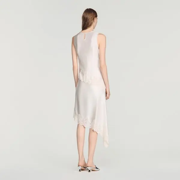 Sandro Asymmetric Satin-effect Dress