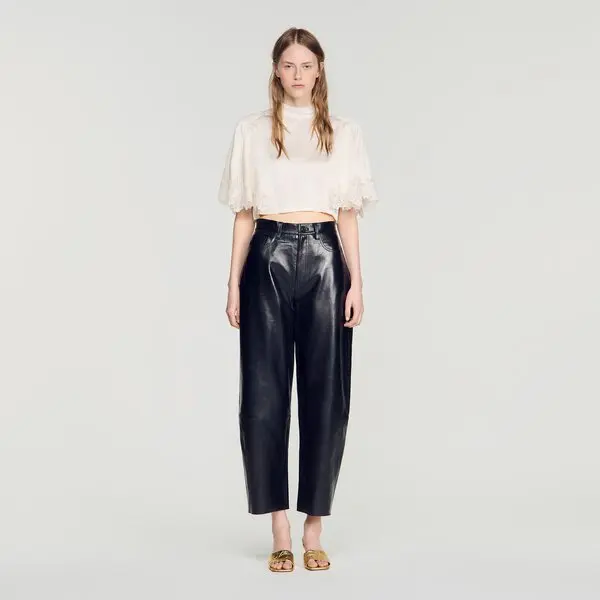 Sandro Satin Cape-effect Crop Top