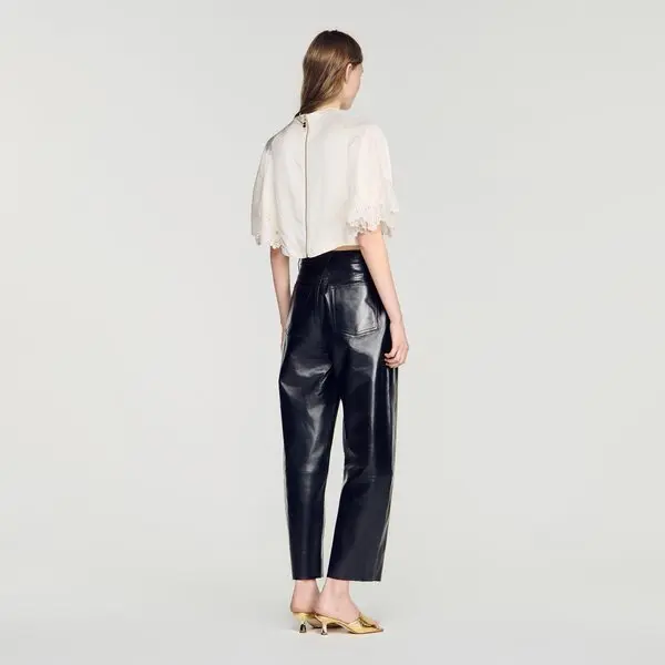 Sandro Satin Cape-effect Crop Top