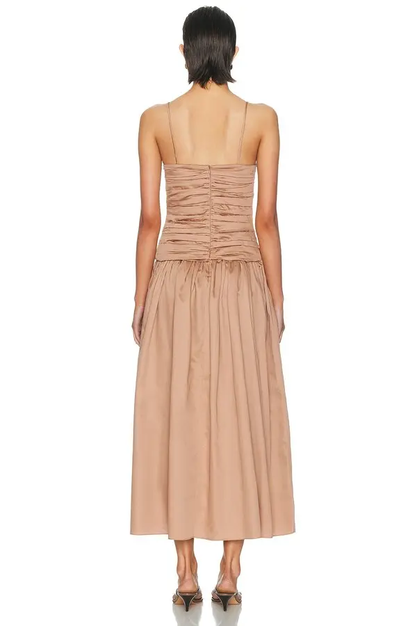 Tove Amina Ruched Cotton Dress - Mink