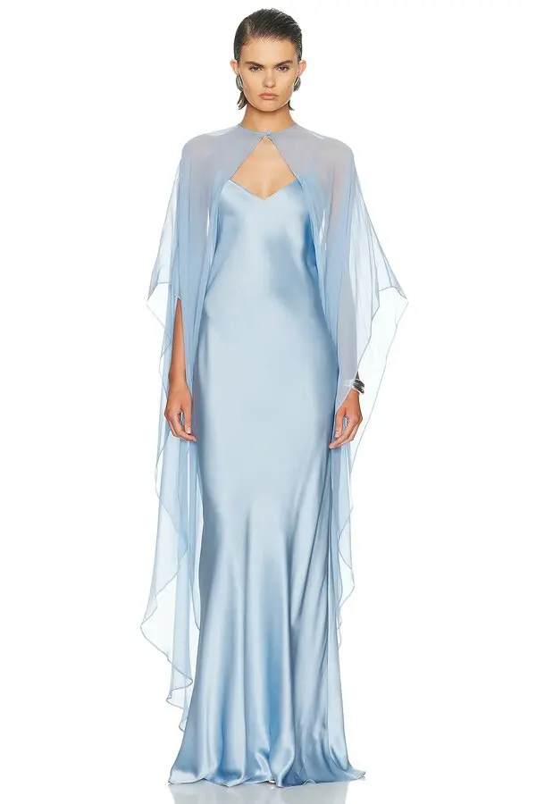 THE SEI Bias Slip Dress And Cape In Blue - Icy Blue