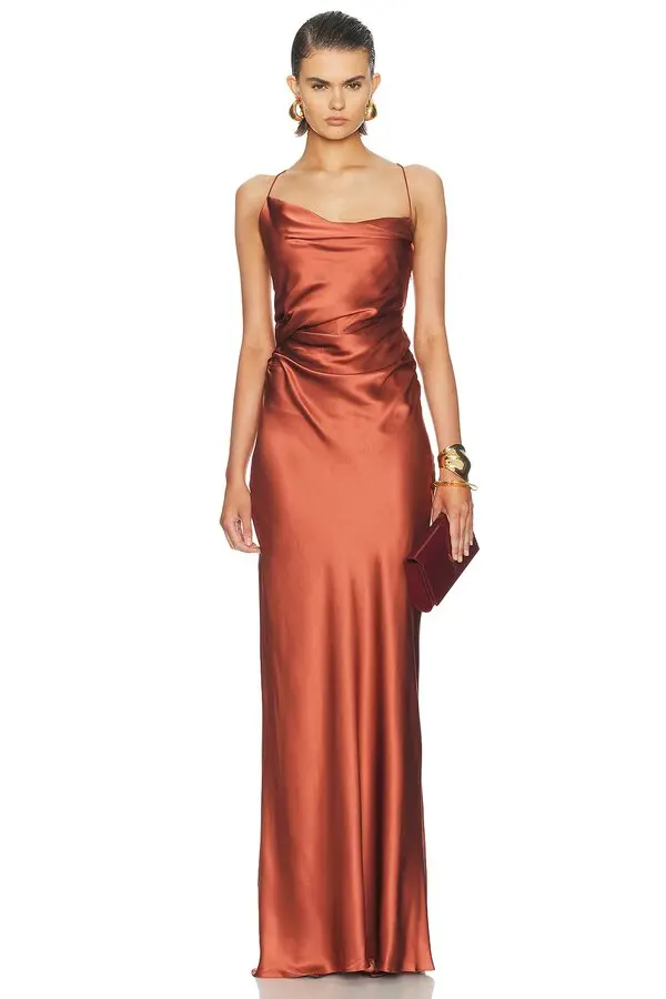 THE SEI Cowl Bias Gown In Rose - Rosewood