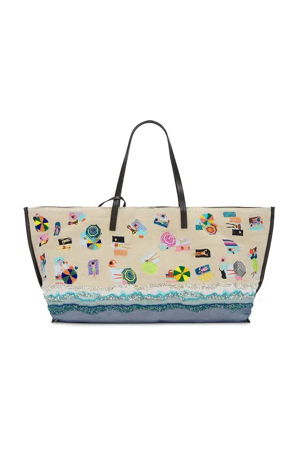 Staud Christos Large Tote Bag In Beige - Beach Day