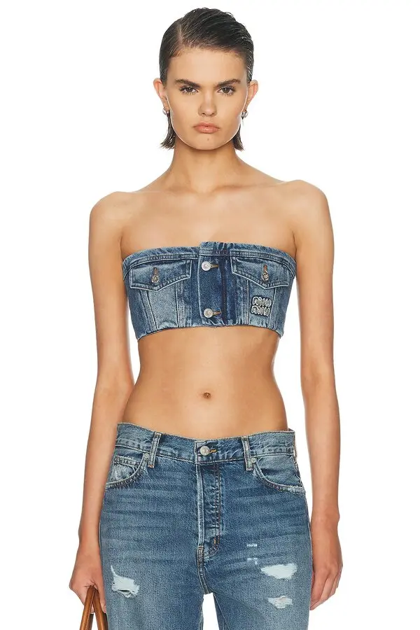 Miu Miu Denim Top In Blue In Blue - Bleu