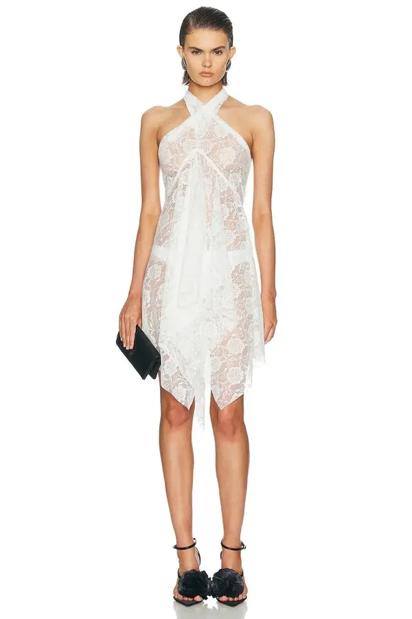Norma Kamali Convertible Halter Dress In White - Snow White