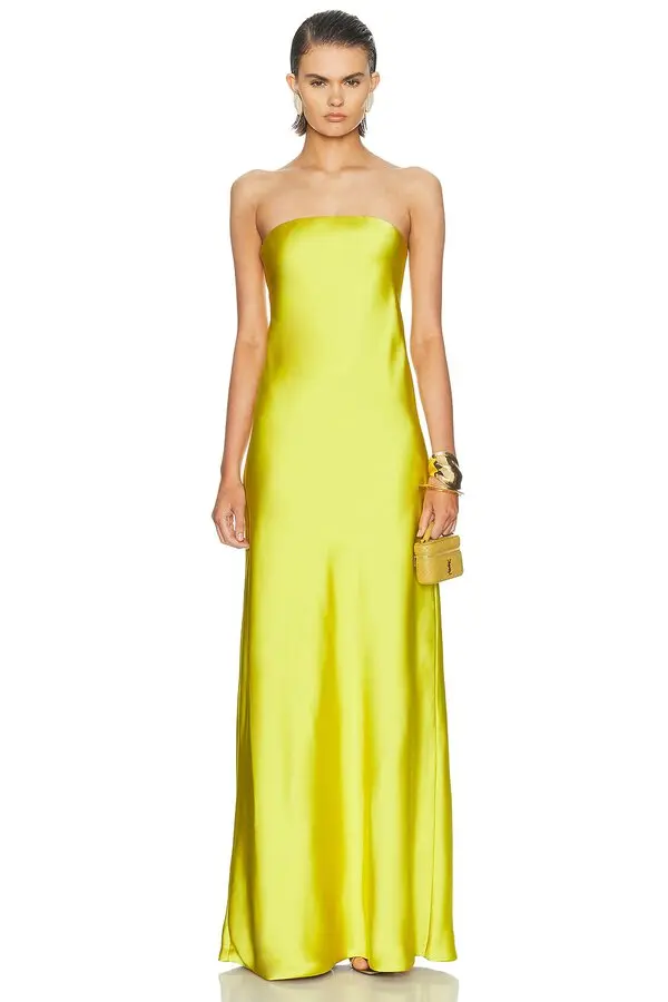 Norma Kamali Bias Strapless Gown In Yellow - Serene Yellow