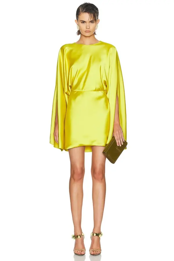 Norma Kamali Reverse Obie Long Sleeve Mini Dress In Yellow - Serene Yellow