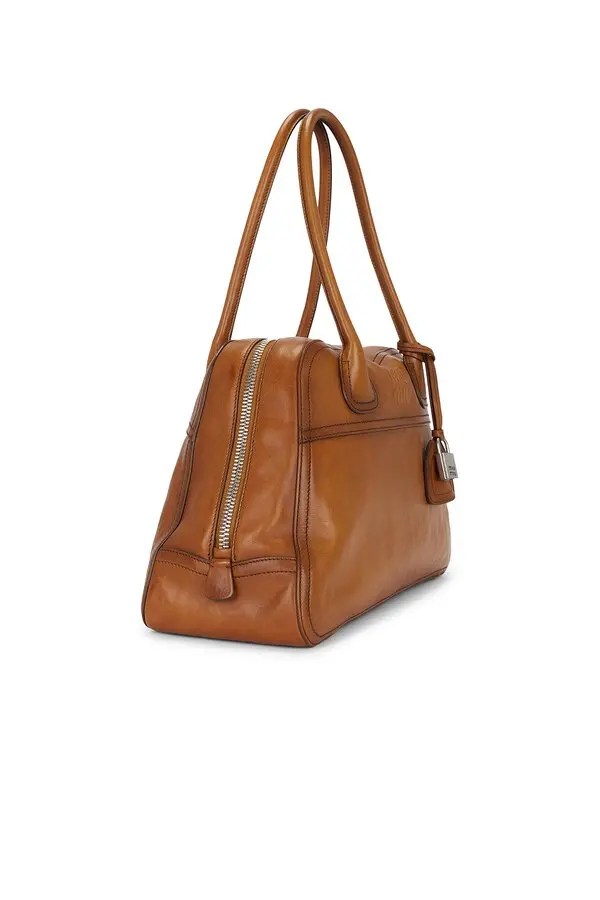 Miu Miu Vitello Antic Top Handle Bag - Cognac