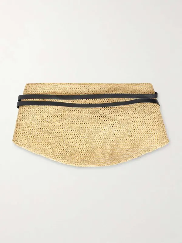 DEHANCHE Undone Leather-trimmed Raffia Belt - Natural