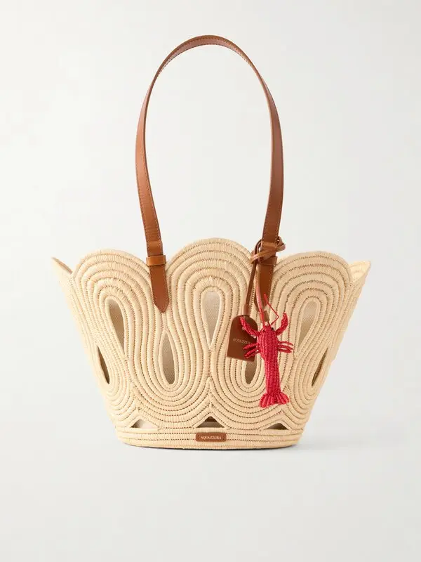 AQUAZZURA Artist Medium Raffia Tote - Neutrals