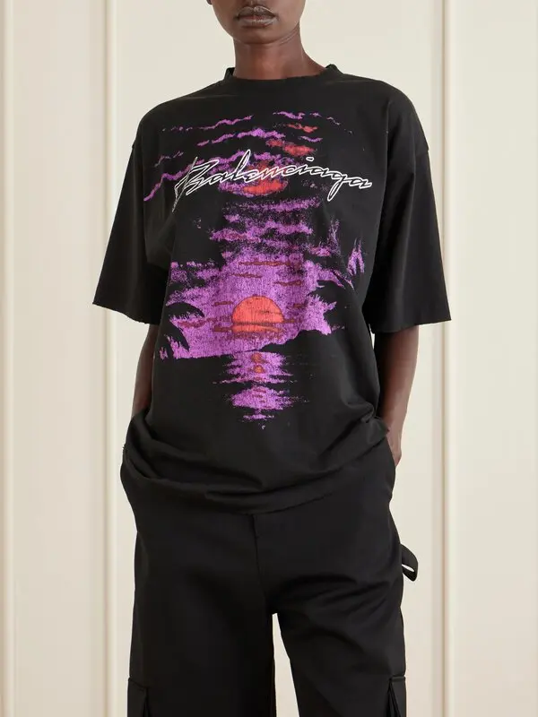 Balenciaga Printed Cotton-jersey T-shirt
