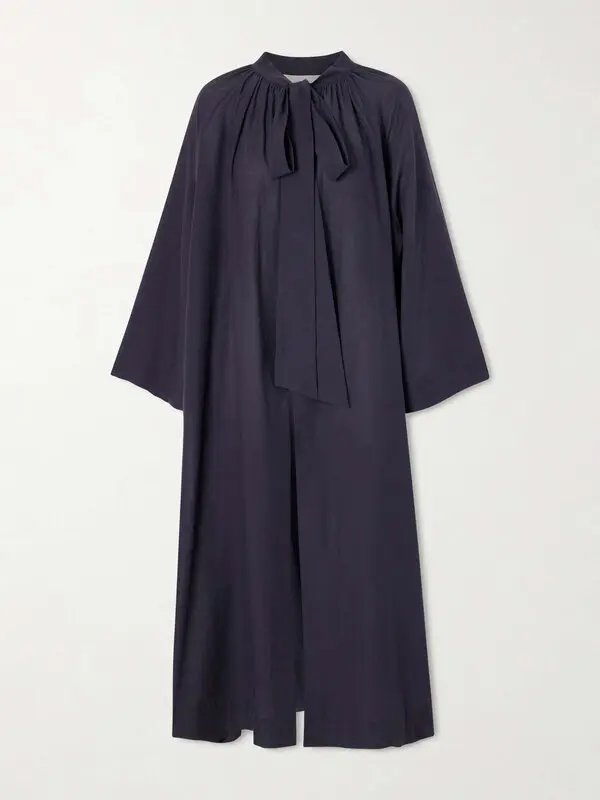 LES VACANCES D'IRINA Liquid Summer Cotton-voile Kaftan - Navy