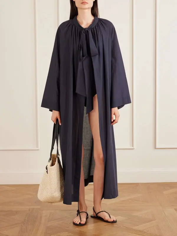 LES VACANCES D'IRINA Liquid Summer Cotton-voile Kaftan - Navy