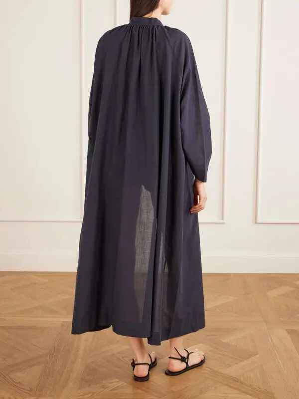 LES VACANCES D'IRINA Liquid Summer Cotton-voile Kaftan - Navy
